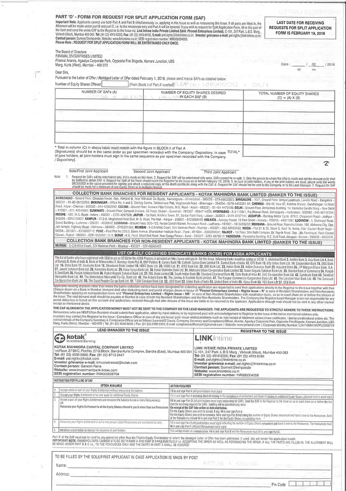 How do I apply for the rights issue of Piramal Enterprises? - Stocks ...