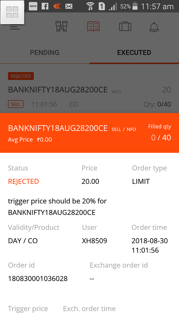 How to set a trigger price of 20% to sell bank nifty option - F&O ...
