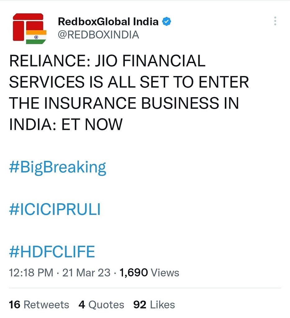 Reliance Jio entering insurance - General - Trading Q&A by Zerodha ...