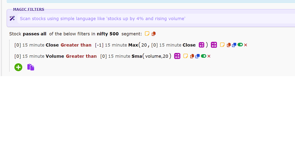 Help me to create screener on Streak - Algos, strategies, code - Trading Q&A by Zerodha - All ...