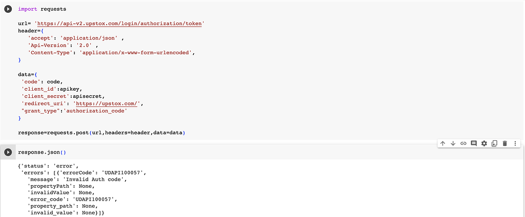 Upstox authentication issue - Algos, strategies, code - Trading Q&A by Zerodha - All your ...