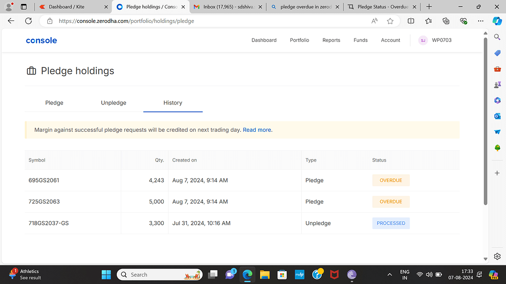 Pledge Status - Overdue? - Zerodha - Trading Q&A by Zerodha - All your ...