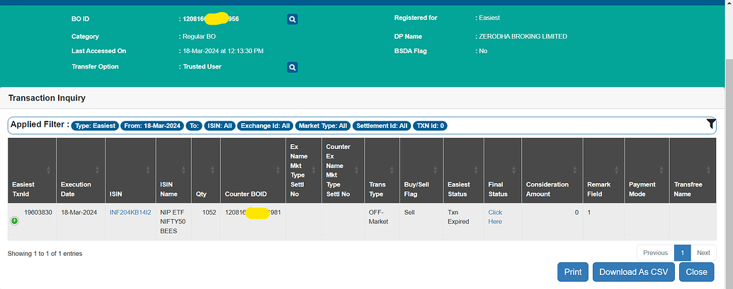 why i got txn Expired while transfering shares using easiest - General ...