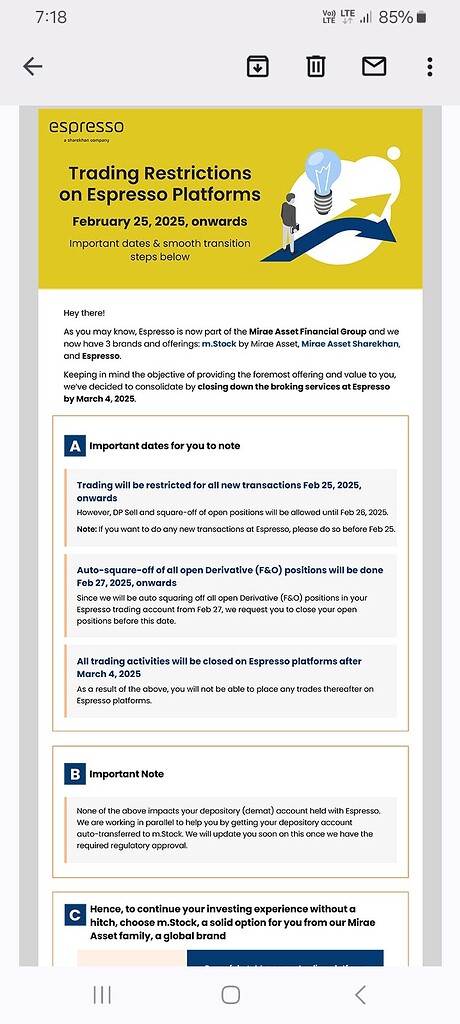 Goodbye Espresso - Brokers - Trading Q&A by Zerodha - All your queries ...
